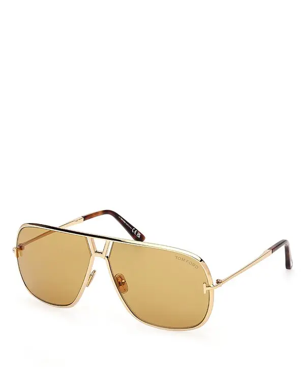 TOM FORD 63mm Stavros Navigator Sunglasses - Gold/brown