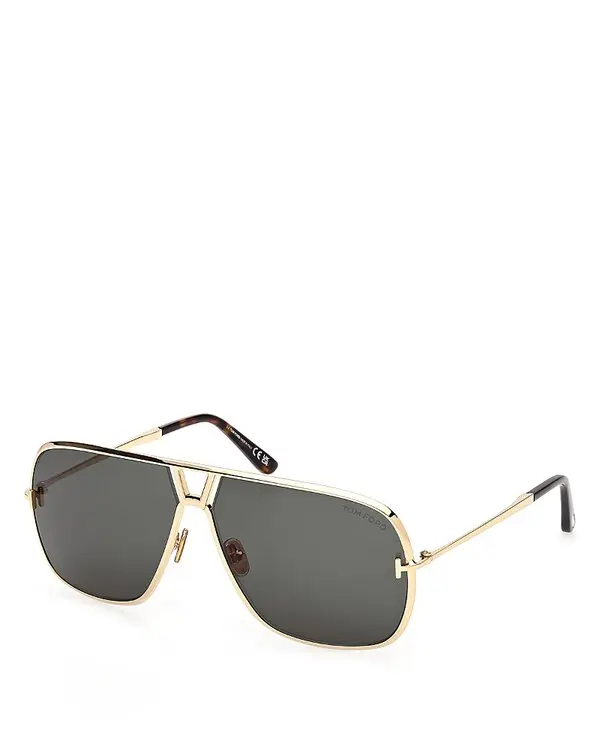 TOM FORD 63mm Stavros Navigator Sunglasses - Gold/green