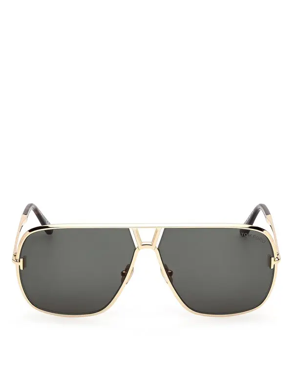 TOM FORD 63mm Stavros Navigator Sunglasses - Gold/green