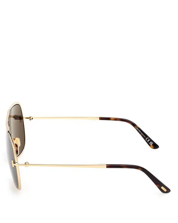 TOM FORD 63mm Stavros Navigator Sunglasses - Gold/green