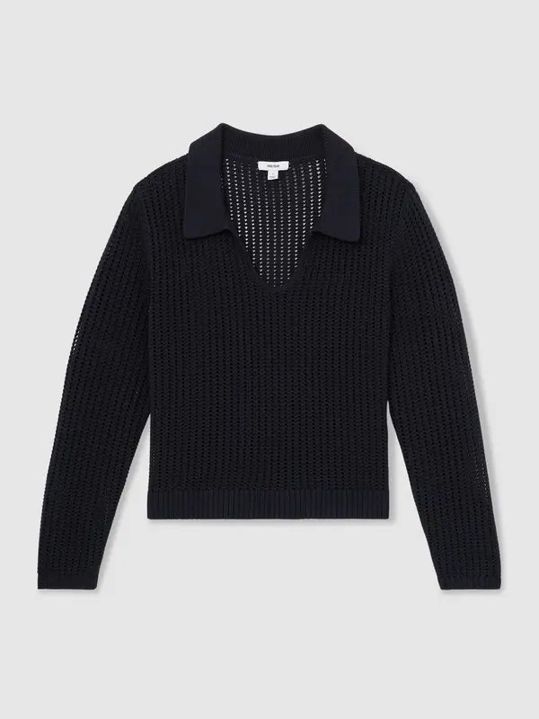 REISS Matilda Cotton Blend Jumper - Navy