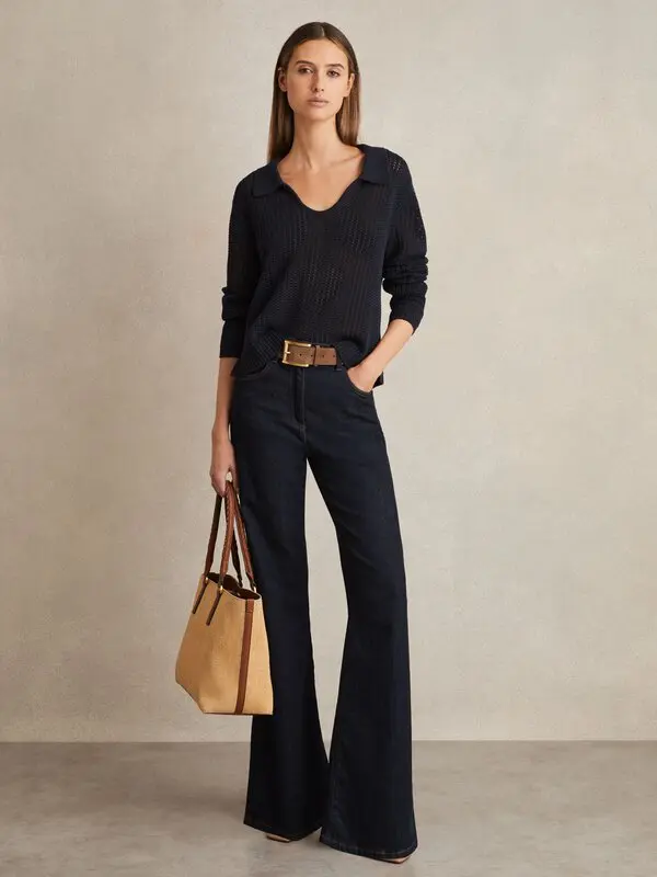 REISS Matilda Cotton Blend Jumper - Navy