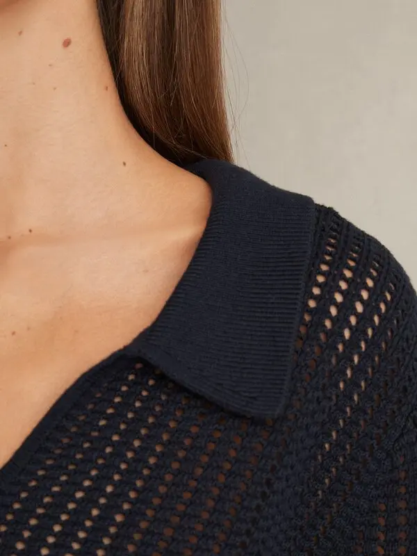 REISS Matilda Cotton Blend Jumper - Navy
