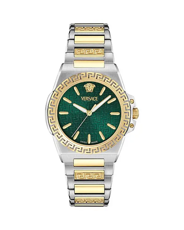Versace Greca Reaction Watch - Green/two Tone