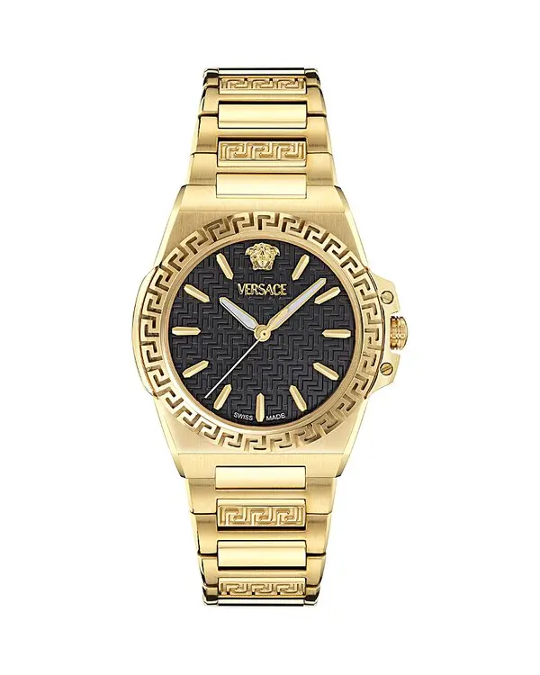 Versace Greca Reaction Watch, 38mm - Black/gold
