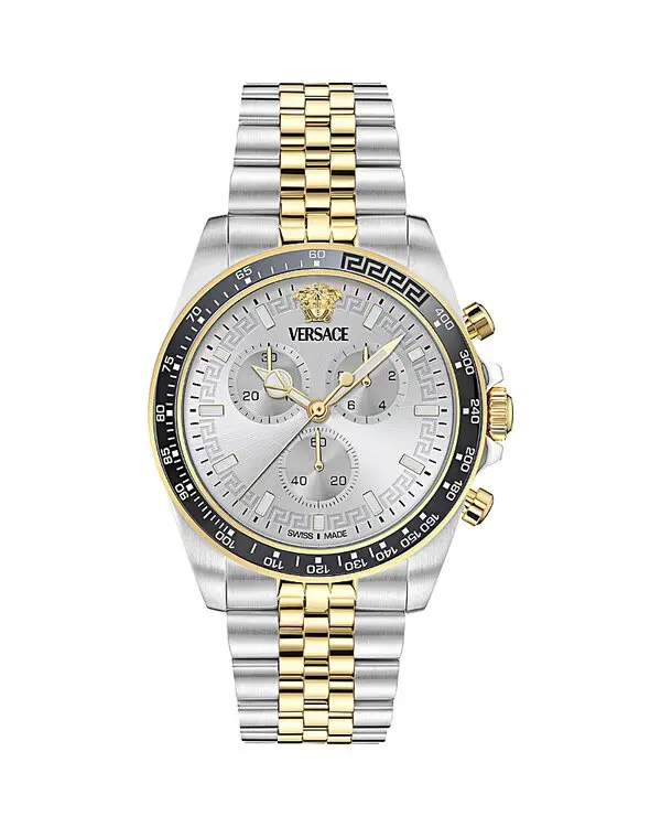 Versace Greca Chrono Wave Chronograph Watch - Silver/two Tone