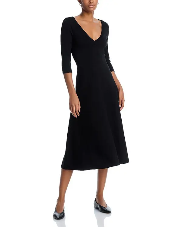 Co Knit V-neck Midi Dress - Black
