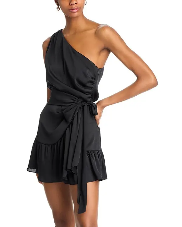 Ramy Brook Harrison One Shoulder Mini Dress In Black 51% Off