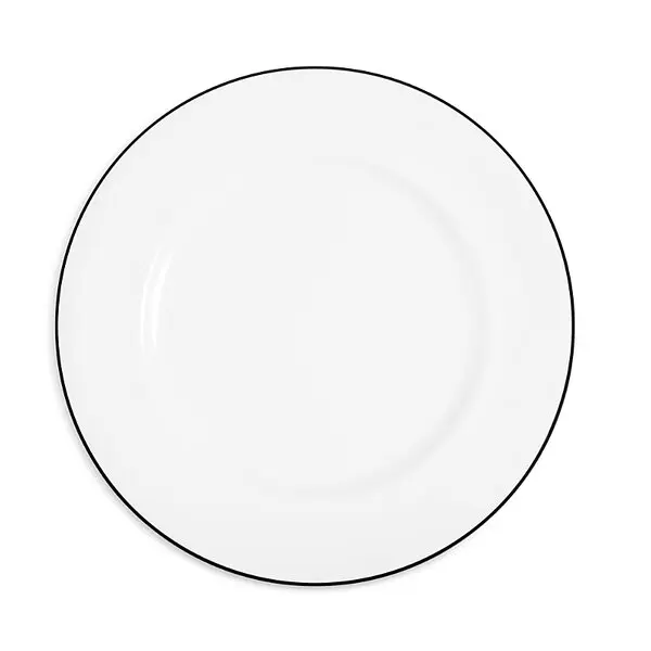 RICHARD BRENDON Line Rimmed Dinner Plate - Matte Black/white