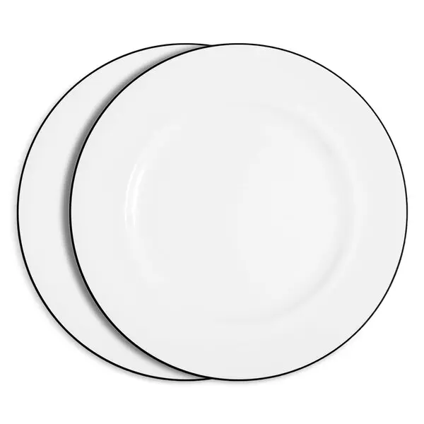 RICHARD BRENDON Line Rimmed Dinner Plate - Matte Black/white