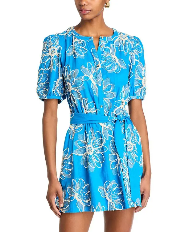 Ramy Brook Selby Belted Mini Dress - Royale Blue Fleur