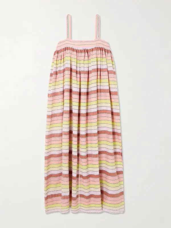 LEMLEM Eda Striped Cotton-blend Maxi Dress - Pink