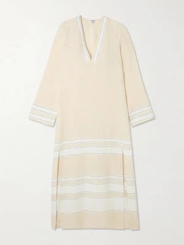 LEMLEM Theodora Striped Cotton-blend Midi Dress - Neutrals