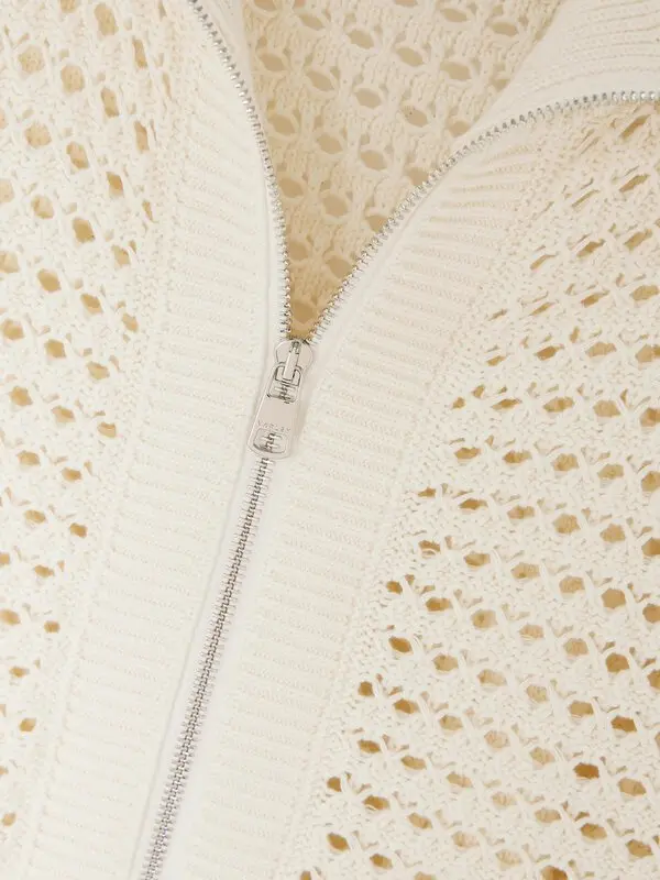 Varley Eloise Pointelle-knit Cotton Cardigan - Neutrals