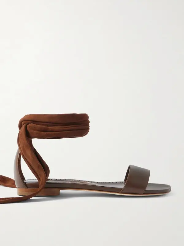 Manolo Blahnik Chastanaflat Lace-up Sandals - Brown