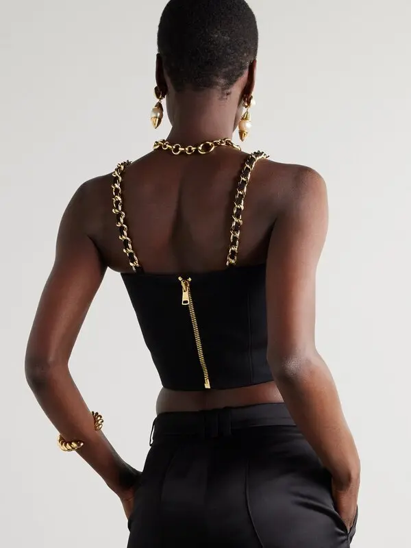 Balmain Embellished Wool Bustier Top