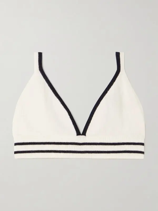 ALLUDE Striped Cashmere Bralette