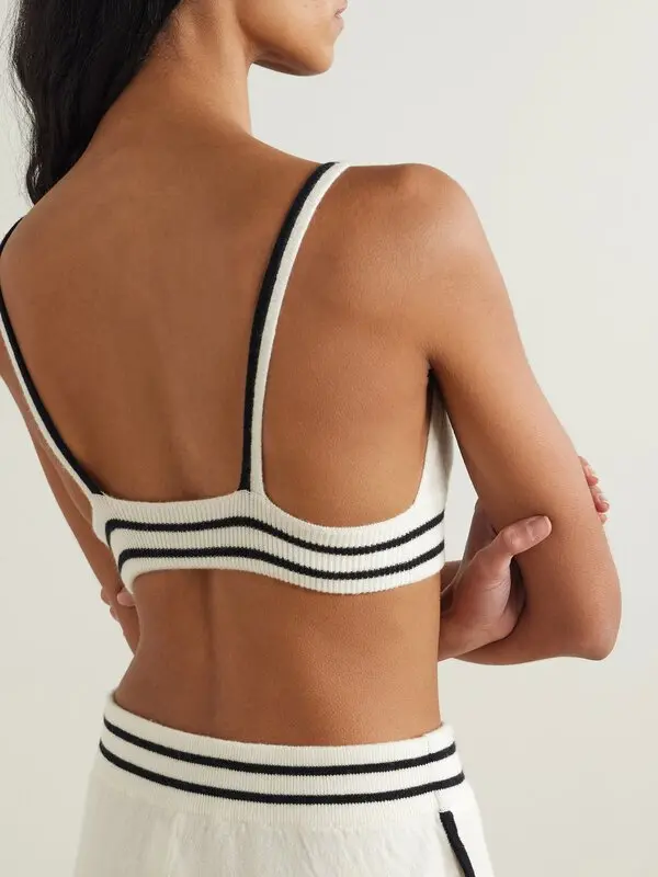 ALLUDE Striped Cashmere Bralette