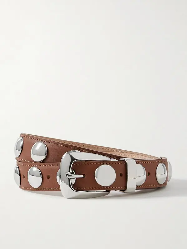 Khaite Benny Studded Leather Belt - Brown
