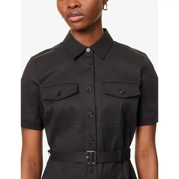 smock dress midi length Piper Dark Khaki Cotton Midi Smock Dress – Finery London