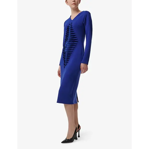 princess polly baby blue dress Navy Blue Maxi Dress - Pleated Maxi Dress - Backless Cutout Gown