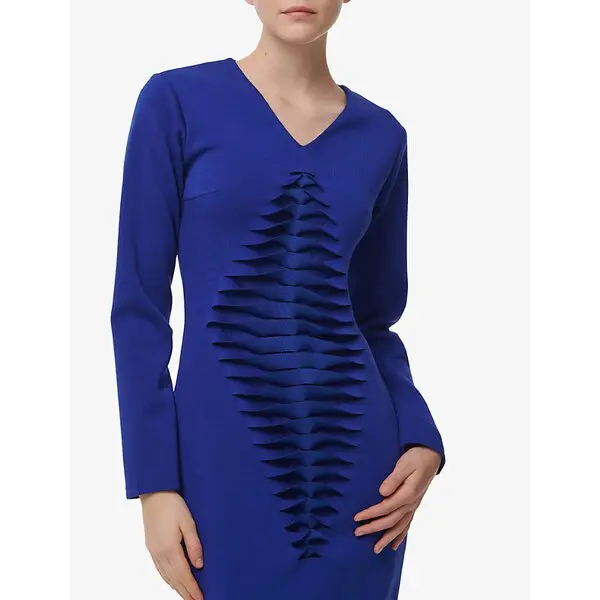 Leem Laser-Cut Fitted Stretch-Woven Midi Dress In Blue - 61% Off |  Editorialist