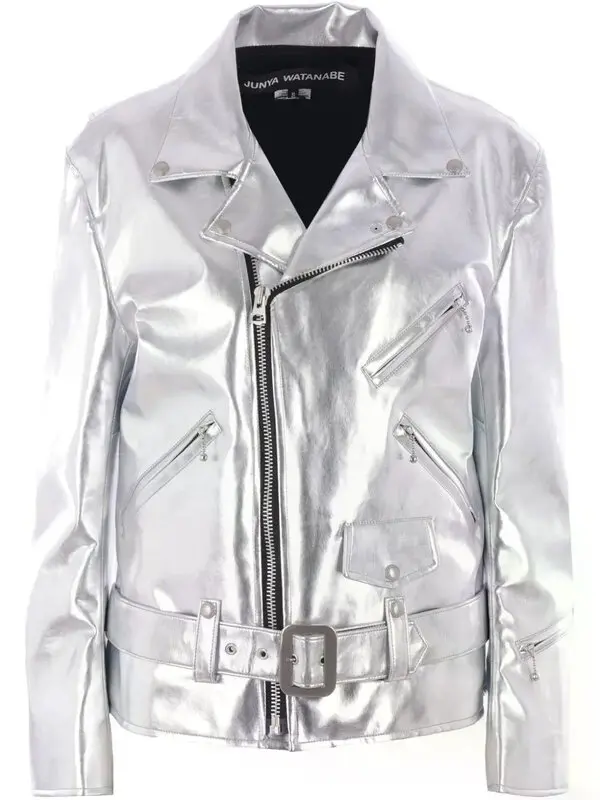 Junya Watanabe Metallic Biker Jacket - Silver