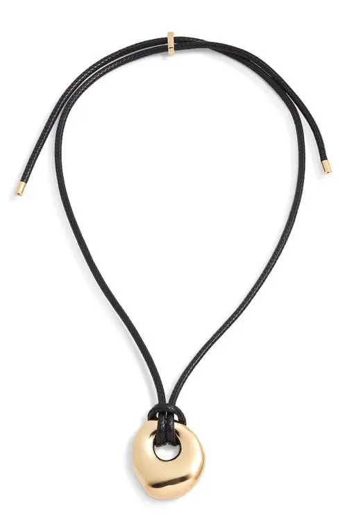 OPEN EDIT Pendant Slider Necklace - Black- Gold