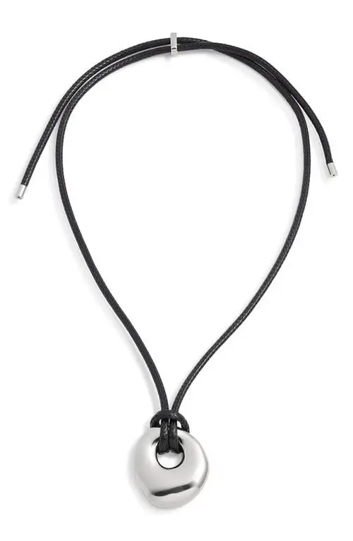 OPEN EDIT Pendant Slider Necklace - Black- Silver