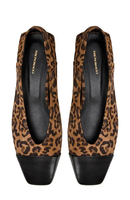 Bruno Magli Patria Leather Flat - Leopard Suede/black
