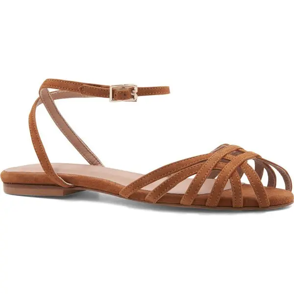 Bruno Magli Marta Ankle Strap Sandal - Cognac Suede