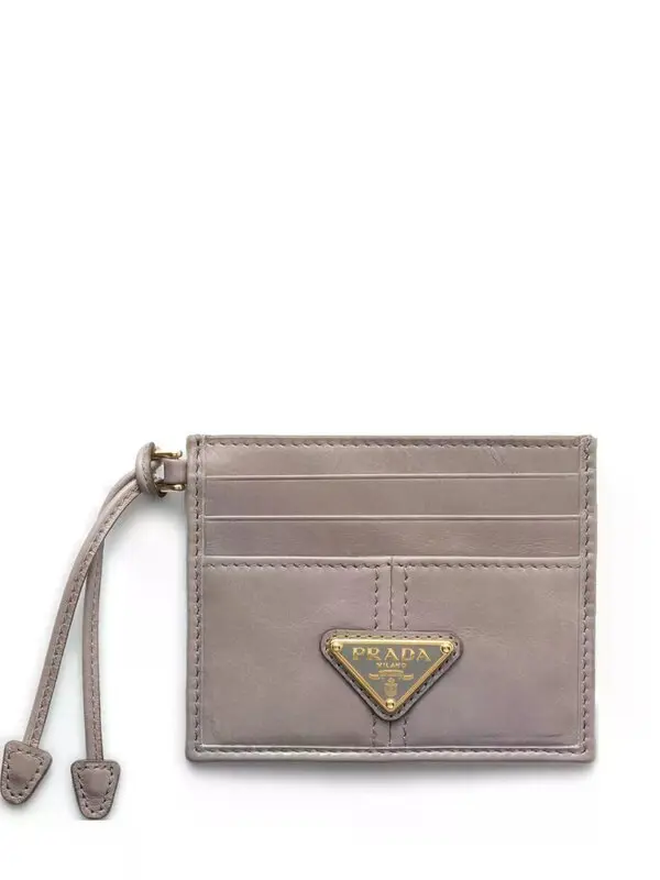Prada Leather Card Holder - Grey