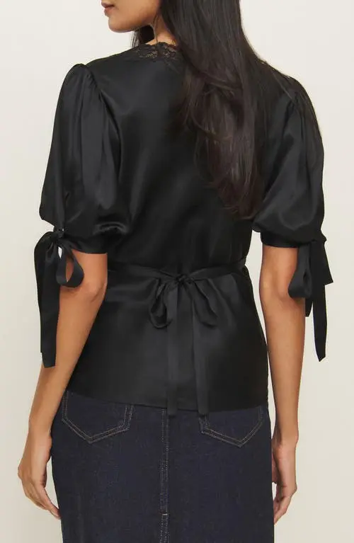 REFORMATION Dolly Lace Trim Silk Charmeuse Top