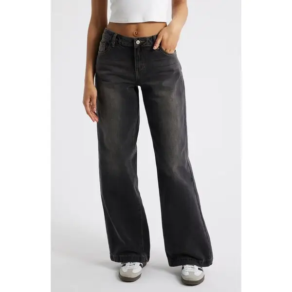 Pacsun Melis Low Rise Baggy Jeans In Black Wash 44% Off