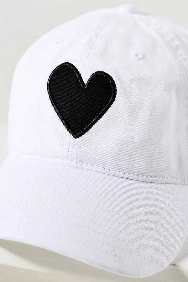 KERRI ROSENTHAL Heart Patch Baseball Cap - White