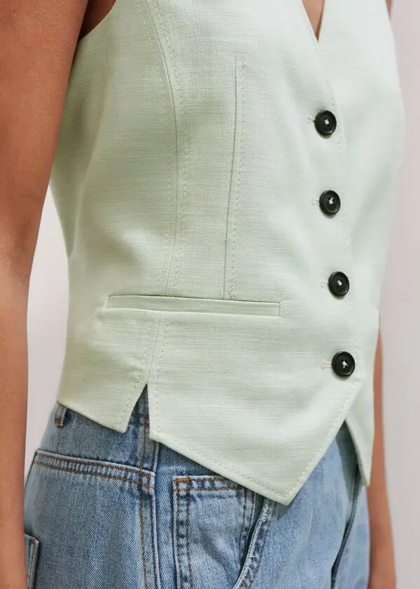 ME+EM Lightweight Tailored Waistcoat - Mint Sorbet