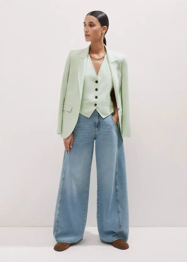 ME+EM Lightweight Tailored Waistcoat - Mint Sorbet