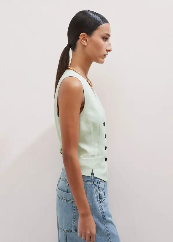 ME+EM Lightweight Tailored Waistcoat - Mint Sorbet