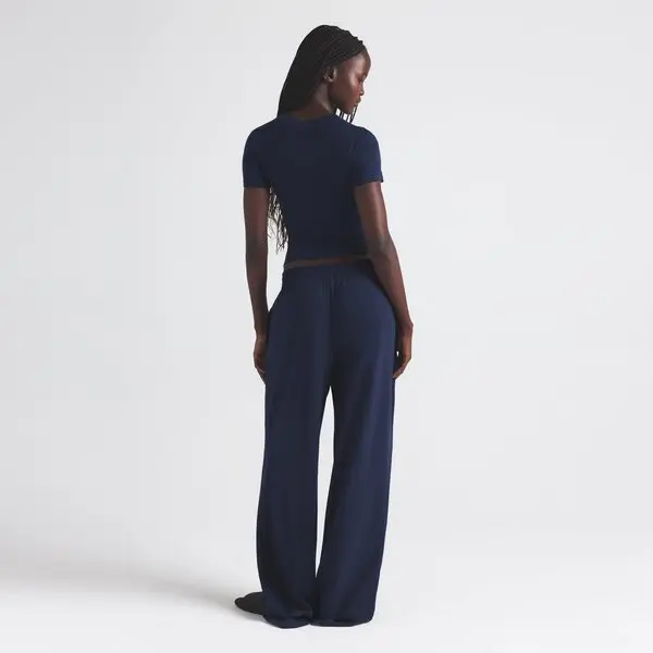 SKIMS Cotton Jersey Wide Leg Pant - Navy