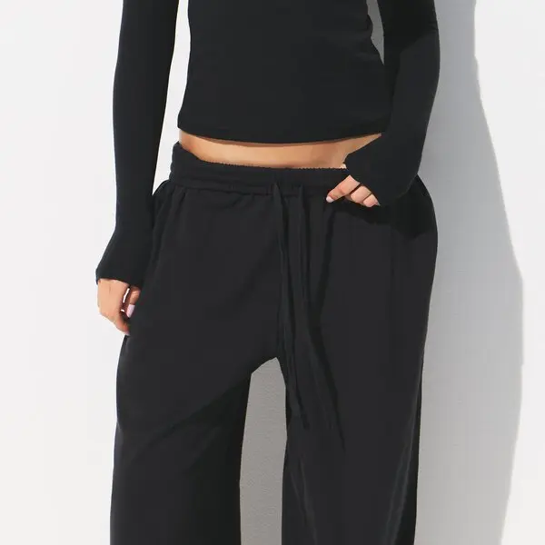 SKIMS Cotton Jersey Wide Leg Pants - Soot