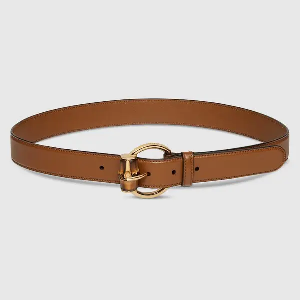 Gucci Belt With Bamboo Detail Buckle - Brown | Editorialist display picture 3