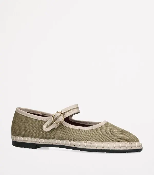 FLABELUS Ishmael Linen Mary Janes - Green