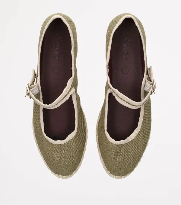 FLABELUS Ishmael Linen Mary Janes - Green