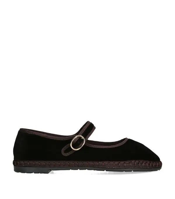FLABELUS Velvet Mary Janes - Black