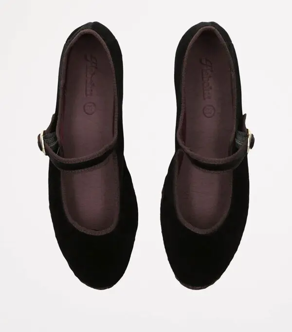 FLABELUS Velvet Mary Janes - Black