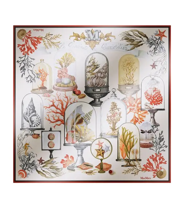 Max Mara Silk Printed Square Scarf - Beige