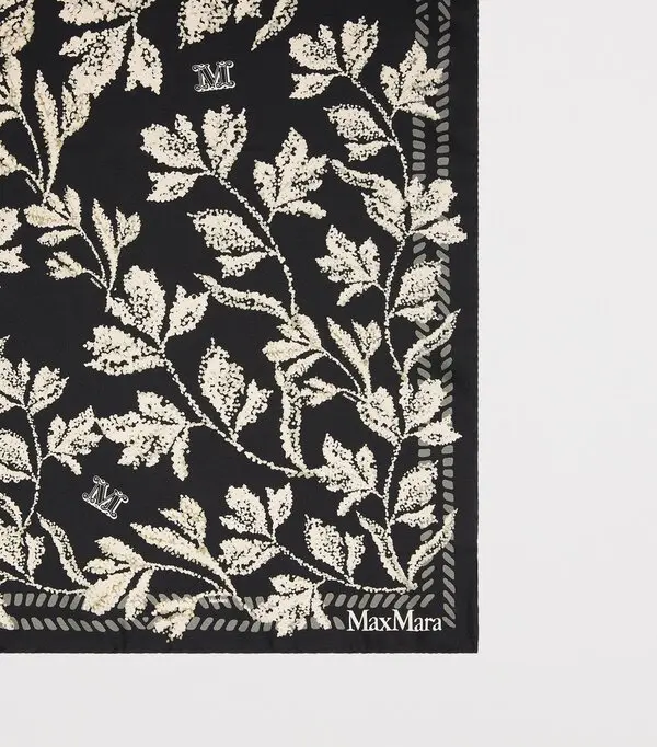 Max Mara Silk Printed Square Scarf - Black