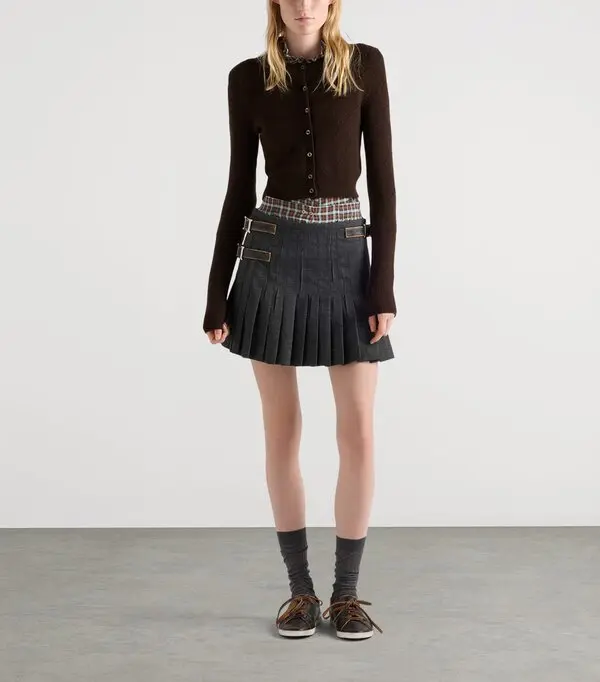 Prada Wool Pleated Mini Skirt