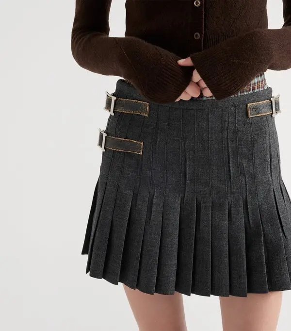 Prada Wool Pleated Mini Skirt