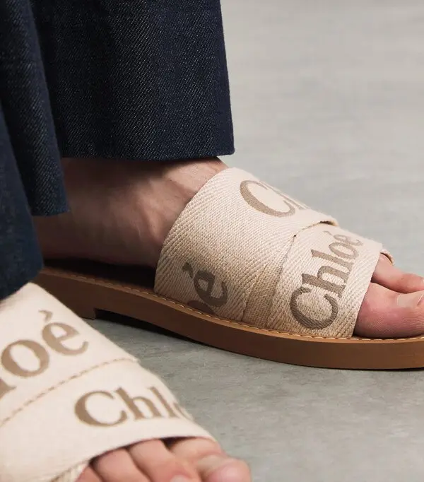 Chloé Canvas Jacquard Woody Sandals - Nude